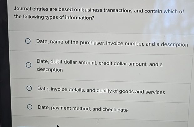 Solved Journal entries are based on business transactions | Chegg.com