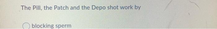 Solved The Pill, the Patch and the Depo shot work by | Chegg.com
