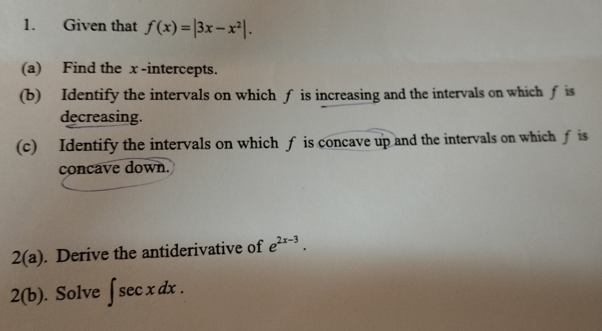 Solved Given that f(x)=|3x-x2|.(a) ﻿Find the | Chegg.com