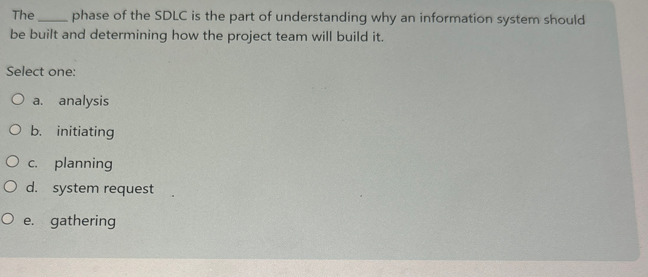 Solved The ﻿phase of the SDLC is the part of understanding | Chegg.com