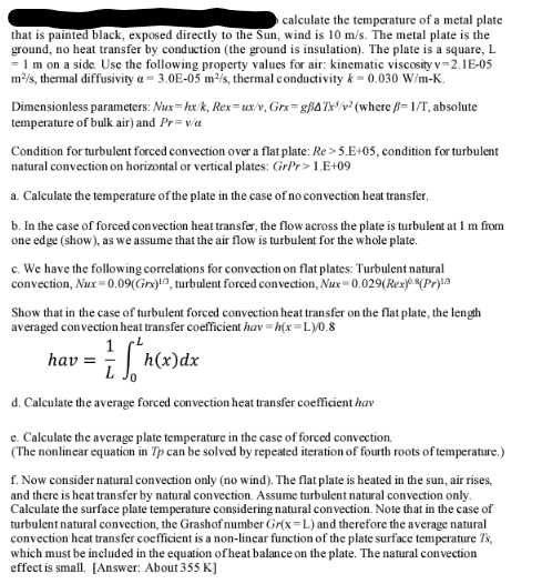 calculate the temperature of a metal platethat is | Chegg.com