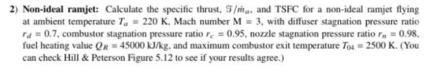 Solved Non-ideal ramjet: Calculate the specific thrust, | Chegg.com