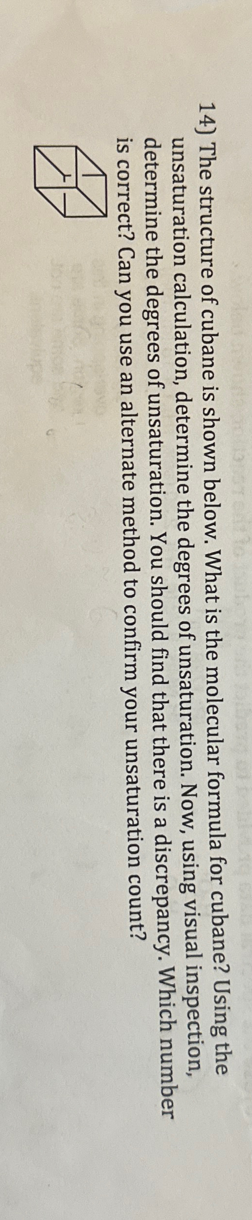 Solved The structure of cubane is shown below. What is the | Chegg.com
