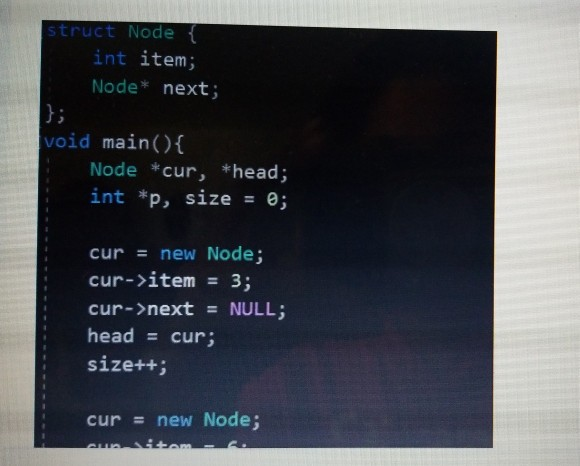Solved struct Node { int item; Node* next; void main(){ Node | Chegg.com
