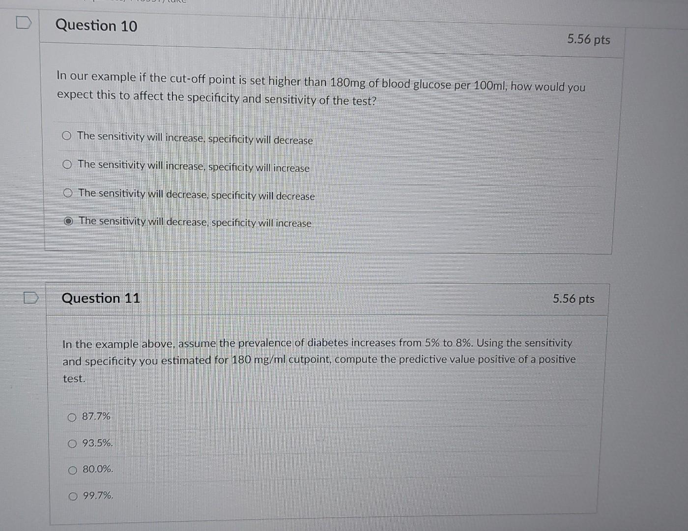 Solved When the screening cut-off was lowered to 130mg of | Chegg.com