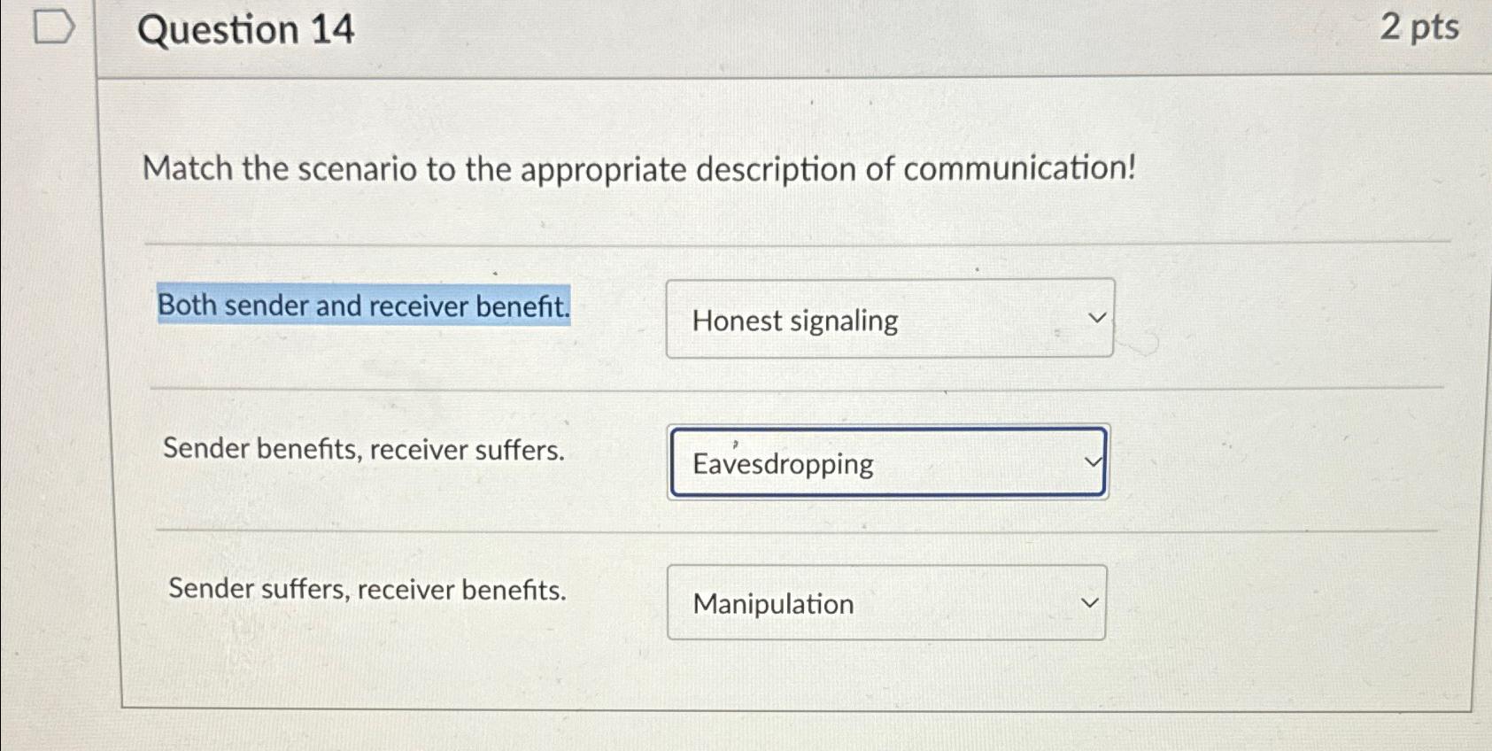 Solved Question 142 ﻿ptsMatch the scenario to the | Chegg.com