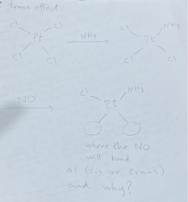 Solved trans effect NO where the NO will bond as (cis or | Chegg.com