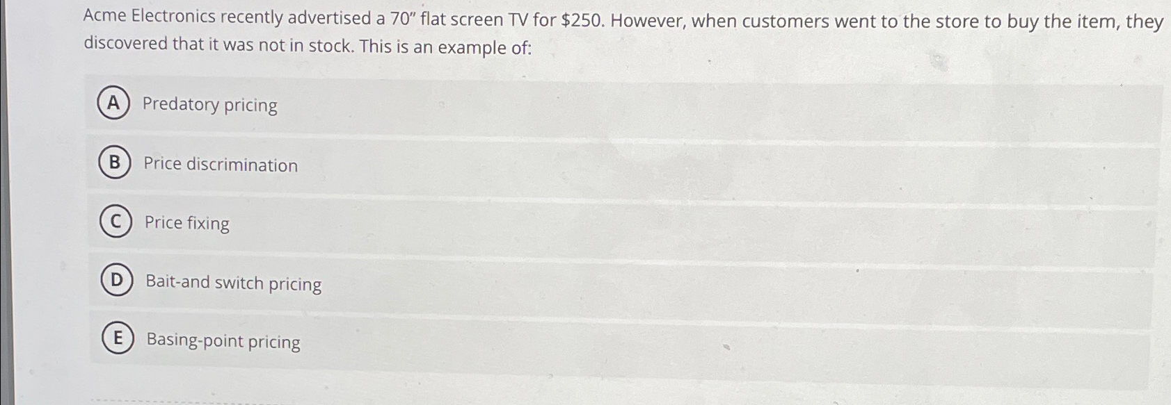Solved Acme Electronics recently advertised a 70 " ﻿flat | Chegg.com