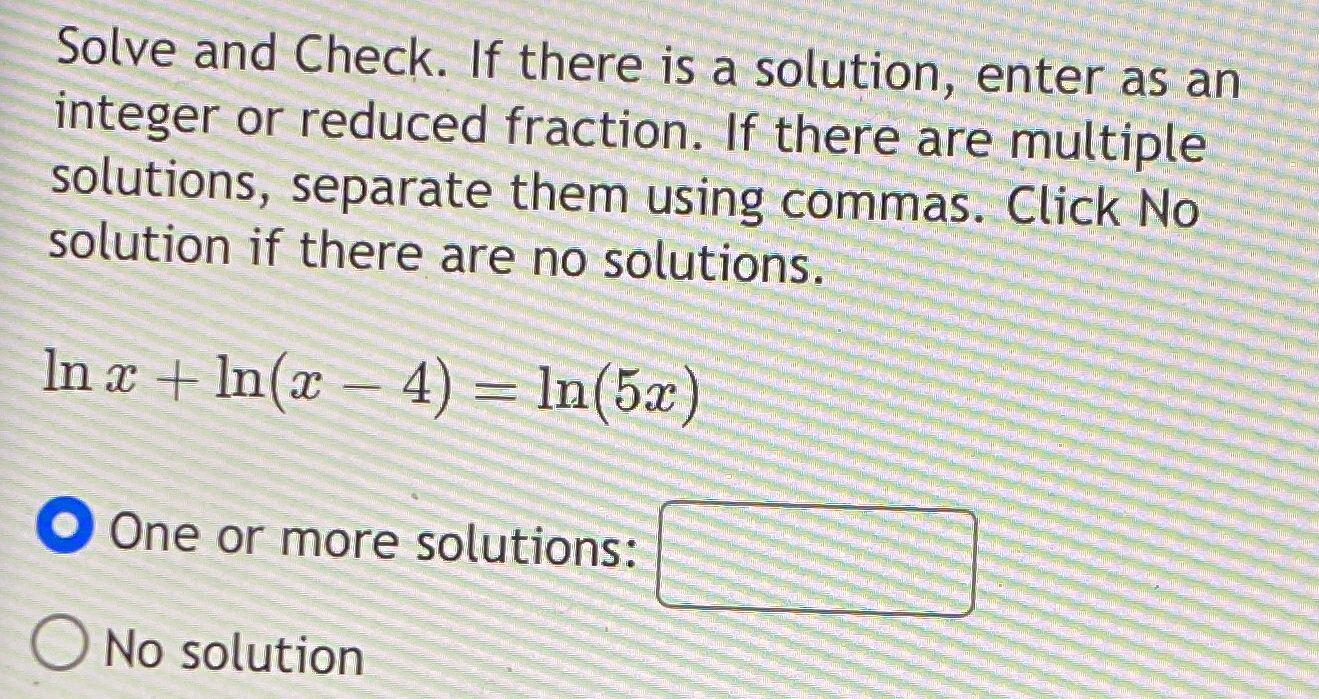 Solved Solve and Check. If there is a solution, enter as an | Chegg.com