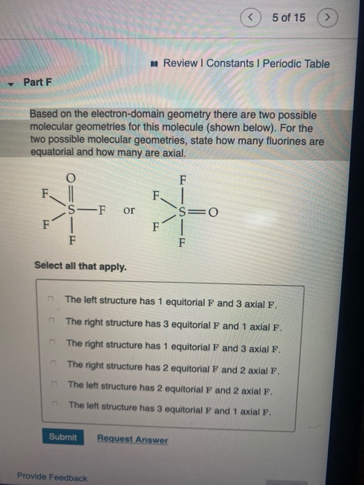 Solved 5 of 15 Review Constants 1 Periodic Table Part F | Chegg.com