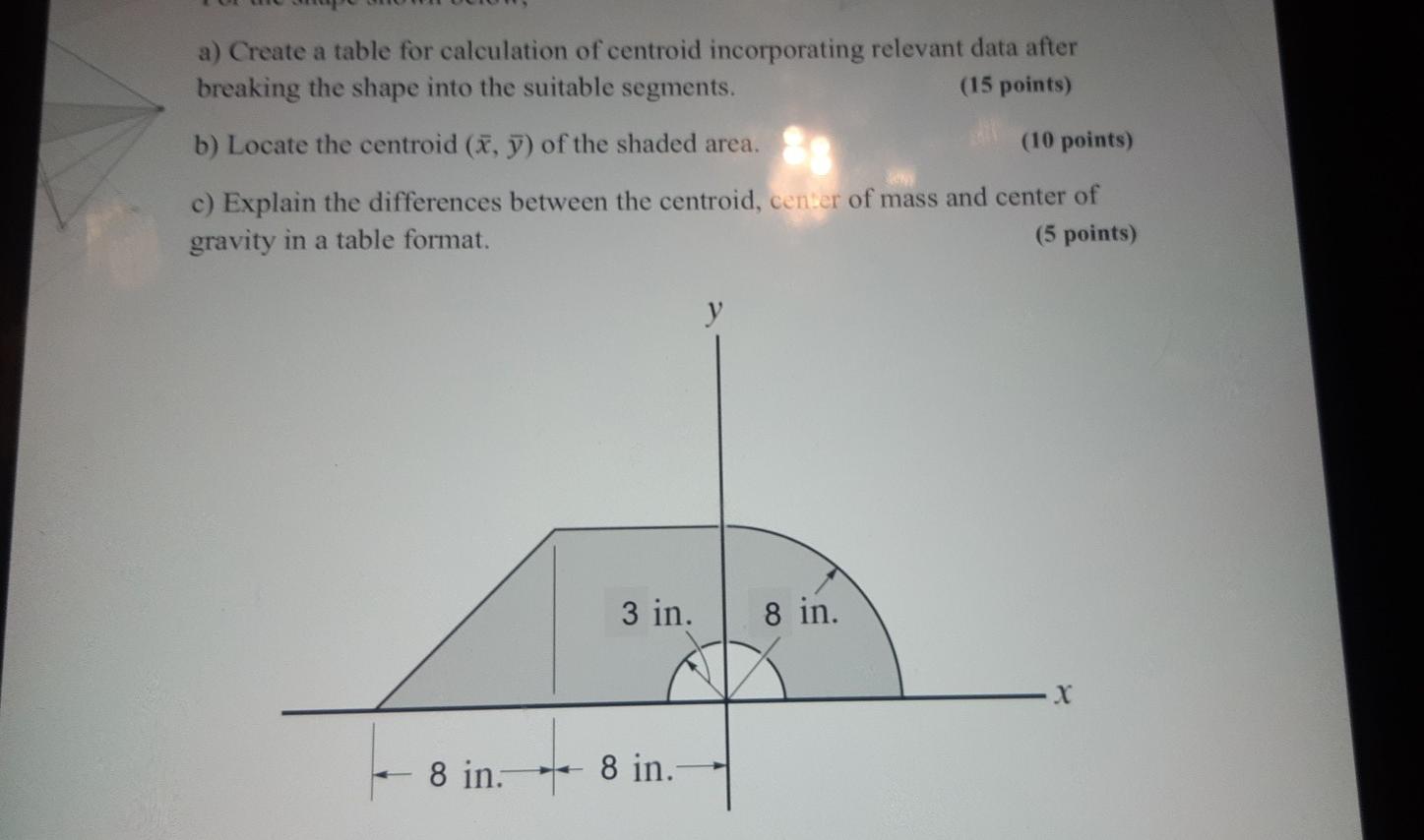 Solved a) Create a table for calculation of centroid | Chegg.com