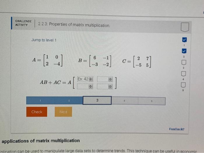 Solved CHALLENGE ACTIVITY 2.2.3. Properties of matrix | Chegg.com