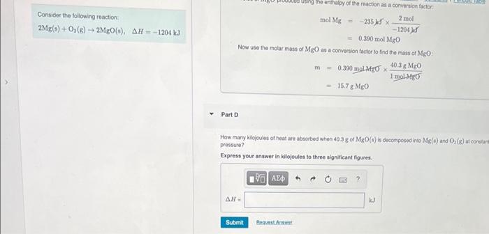 Solved How Many Kilojoules Of Heat Are Absorbed When 40 3 G