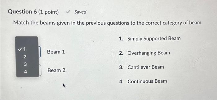 Solved Match the beams given in the previous questions to | Chegg.com