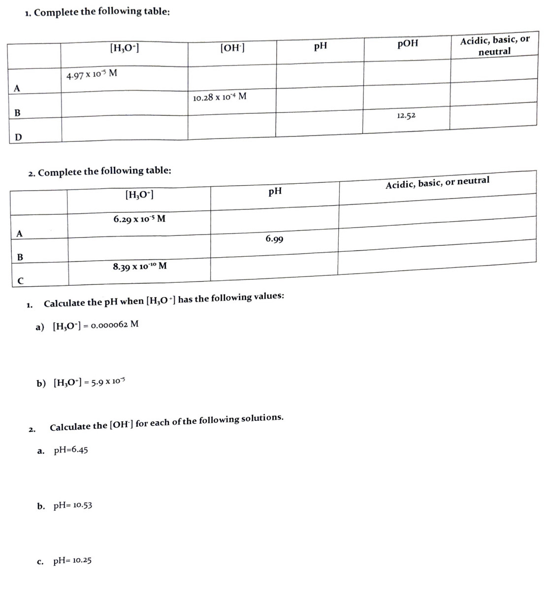 Solved Complete the following table:Complete the following | Chegg.com