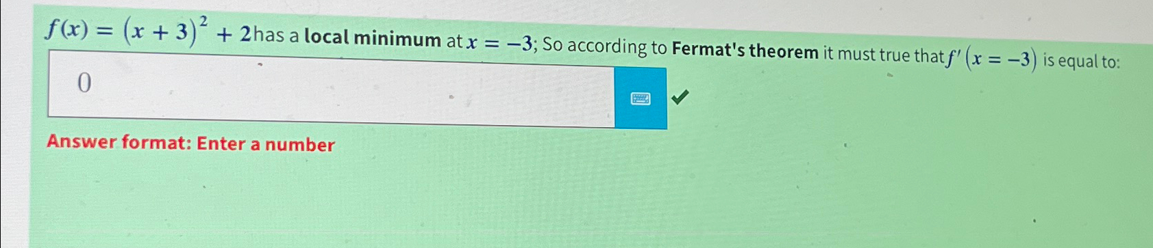 Solved f(x)=(x+3)2+2 ﻿has a local minimum at x=-3; So | Chegg.com