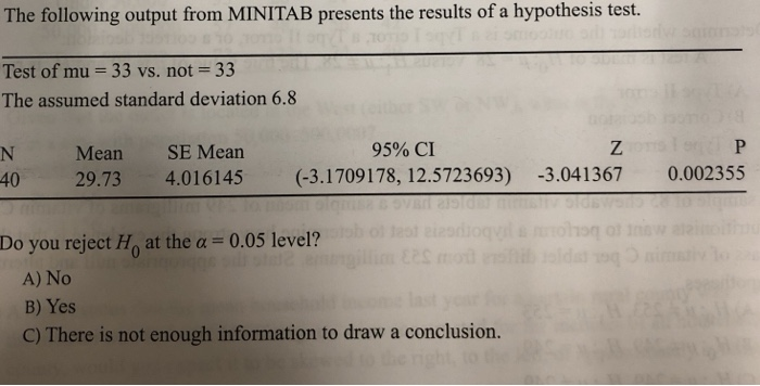 Solved The following output from MINITAB presents the | Chegg.com
