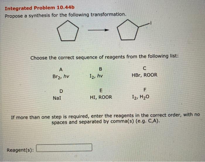 Solved Integrated Problem 10.44b Propose a synthesis for the | Chegg.com