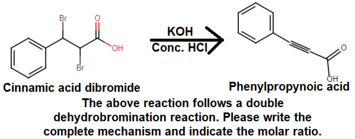 Solved KOH Cinnamic acid dibromide Phenylpropynoic acid The | Chegg.com
