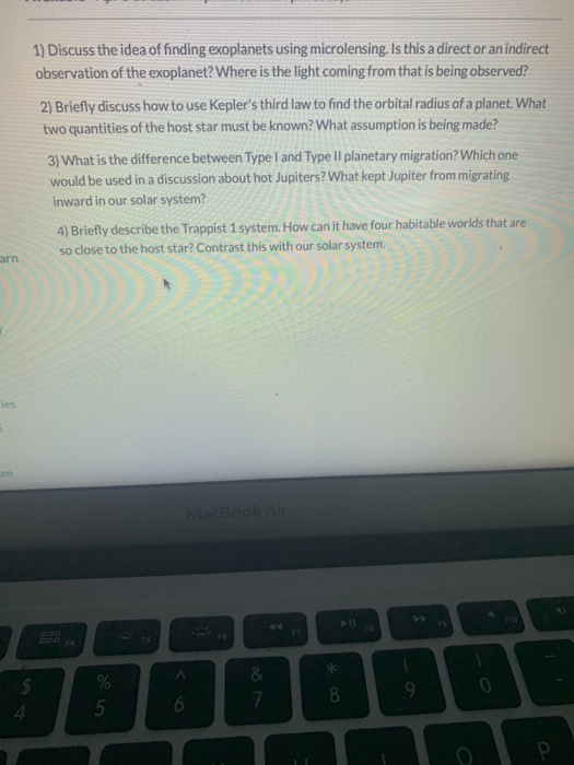 Solved 1) Discuss the idea of finding exoplanets using | Chegg.com