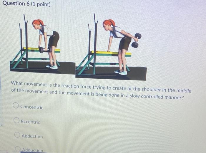 Solved Question 6 (1 point) What movement is the reaction | Chegg.com