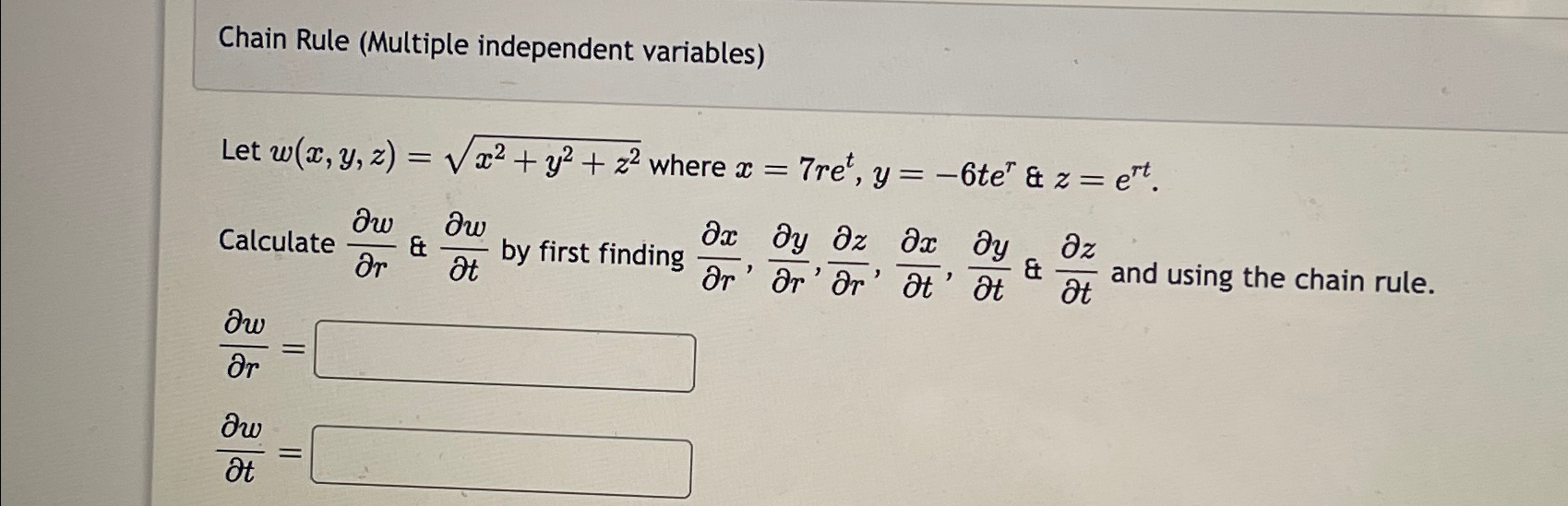 Solved Chain Rule (Multiple independent variables)Let | Chegg.com