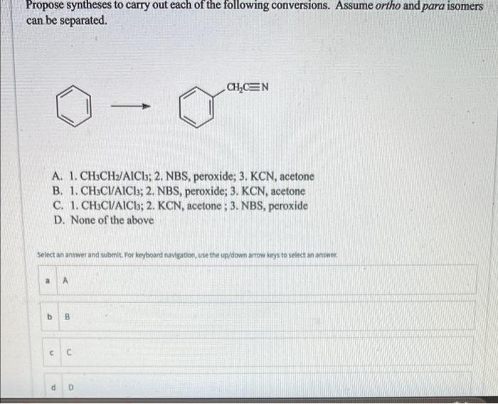 Solved Propose syntheses to carry out each of the following | Chegg.com