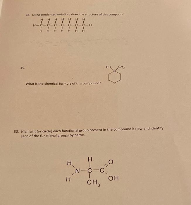 Solved 49. 48. Using condensed notation, draw the structure | Chegg.com