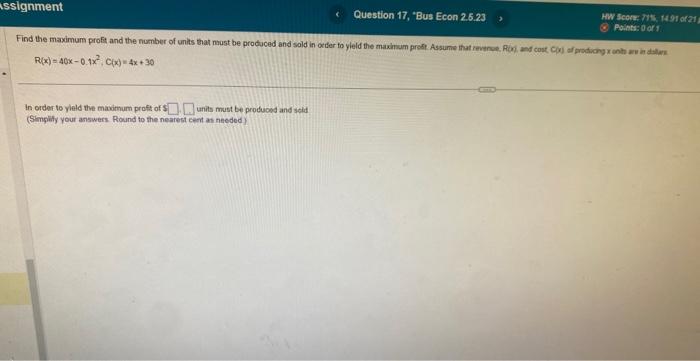 Solved R(x)=40x−0.1x2,C(x)=4x+30 In order to ylatd the | Chegg.com