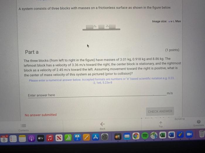 Solved A system consists of three blocks with masses on a | Chegg.com