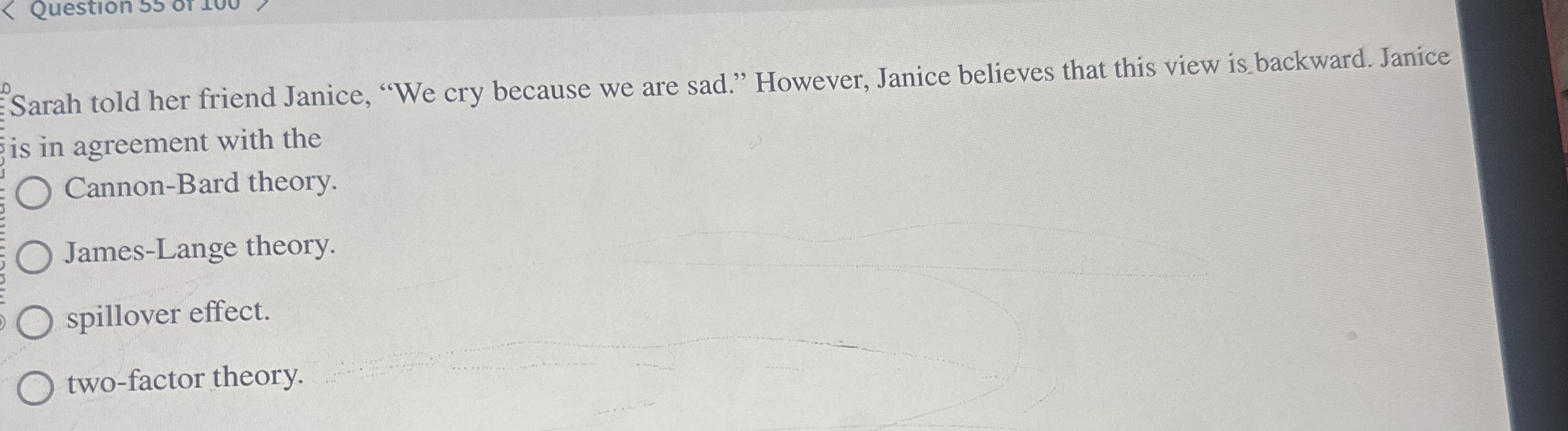 Solved Sarah told her friend Janice, "We cry because we are | Chegg.com
