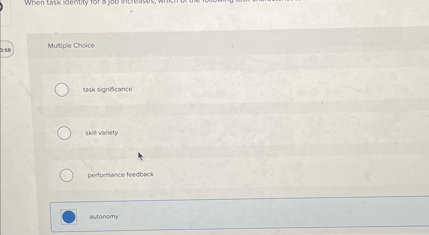 Solved When task identity for a JMultiple Choicetask | Chegg.com