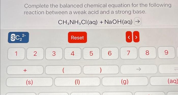 Solved Complete the balanced chemical equation for the | Chegg.com