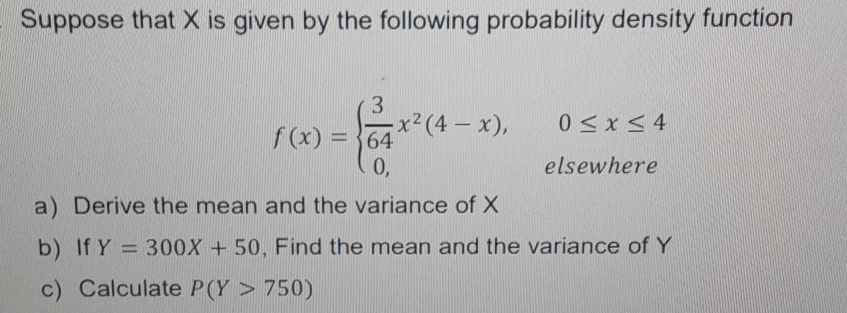 Solved Suppose that X is given by the following probability | Chegg.com