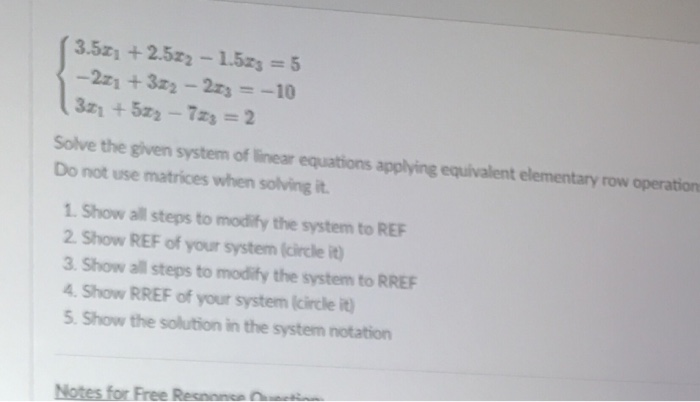 Solved 3.52, +2.522 - 1.5x3 = 5 -231 +322 - 2x3 = -10 341 | Chegg.com