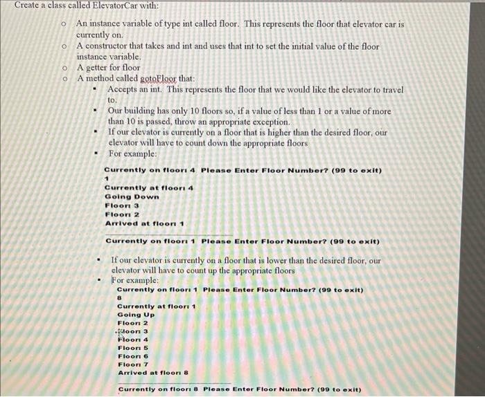 Solved n instance variable of type int called floor. This | Chegg.com