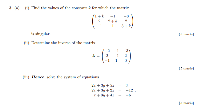 (a) (i) ﻿Find the values of the constant k ﻿for which | Chegg.com