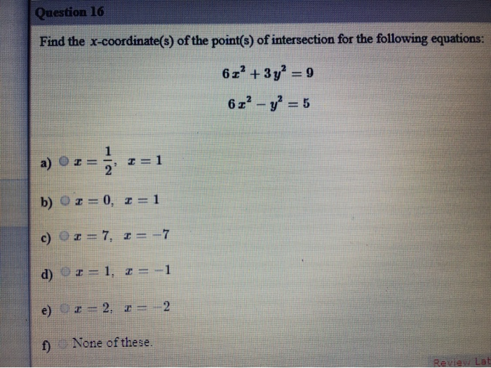 Solved Question 16 Find the x-coordinate(s) of the point(s) | Chegg.com