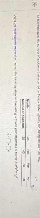 Solved Using the least-squares regression method, the trend | Chegg.com