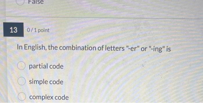 0/1 point In English, the combination of letters | Chegg.com