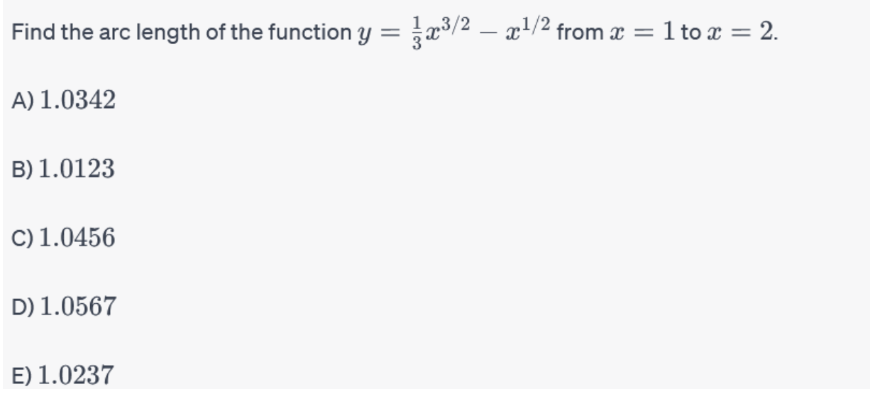 Solved Find the arc length of the function y=13x32-x12 ﻿from | Chegg.com