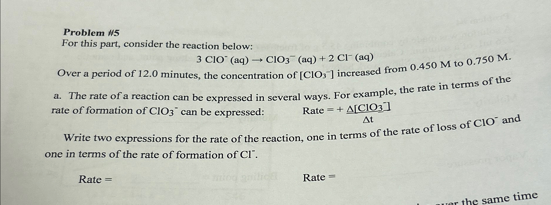 Solved Problem #5For this part, consider the reaction | Chegg.com