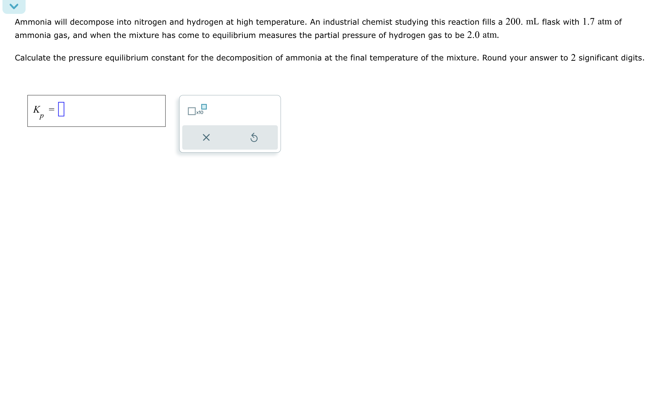 Solved Ammonia will decompose into nitrogen and hydrogen at | Chegg.com