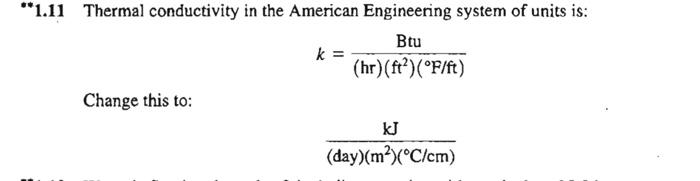 Solved "1.11 Thermal conductivity in the American | Chegg.com
