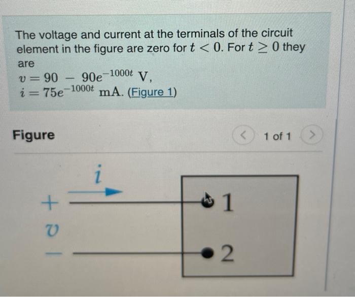 Solved The voltage and current at the terminals of the | Chegg.com