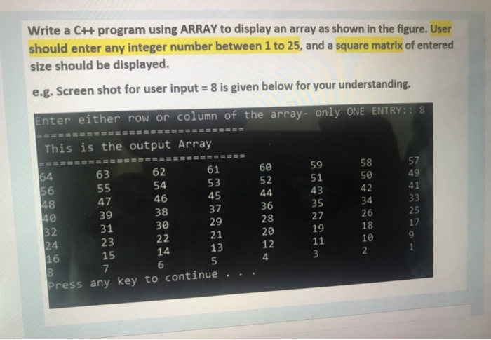 Solved Write A Ch Program Using Array To Display An Array