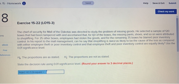 Solved Saved n 15- Homework Help Seve & Exit Submit Check my | Chegg.com