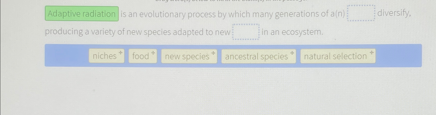 Solved Adaptive radiation is an evolutionary process by | Chegg.com