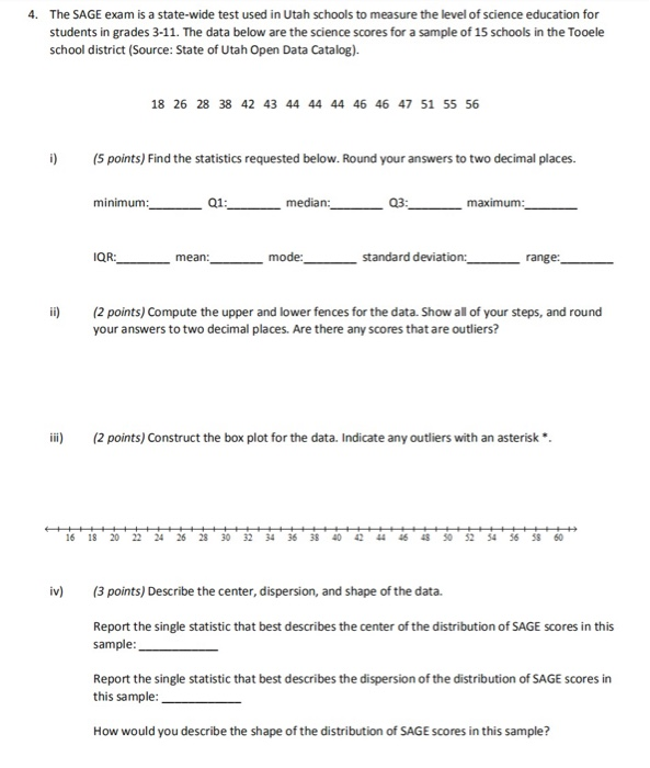 Solved 4. The SAGE exam is a state-wide test used in Utah | Chegg.com