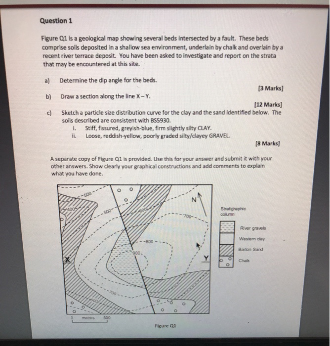 Solved Question 1 Figure Q1 is a geological map showing | Chegg.com